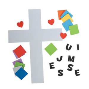 Fun Express I Love You Jesus, Jesus Loves Me Cross - Crafts for Kids and Fun Home Activities - VBS Vacation Bible School Supplies/Decor - Makes 12