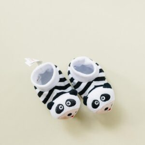 Genius Babies | Adorable Black & White Pair of Panda Baby Booties with Rattle Inside for Newborns and Infants