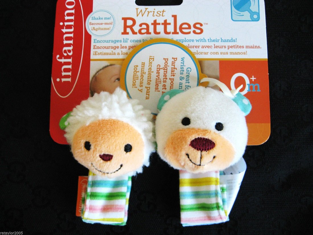 Infantino Wrist Rattles - Lamb and Bear