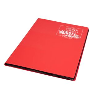 Monster Binder - 9 Pocket Trading Card Album - Matte Red - Holds 360 Yugioh, Magic, and Pokemon Cards