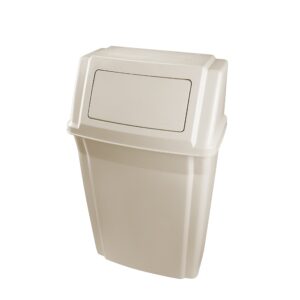 Rubbermaid Commercial Products Profile Wall Mount Trash/Garbage Can/Bin, 15 GAL, for Corridors/Washrooms/Schools/Kitchens, Beige