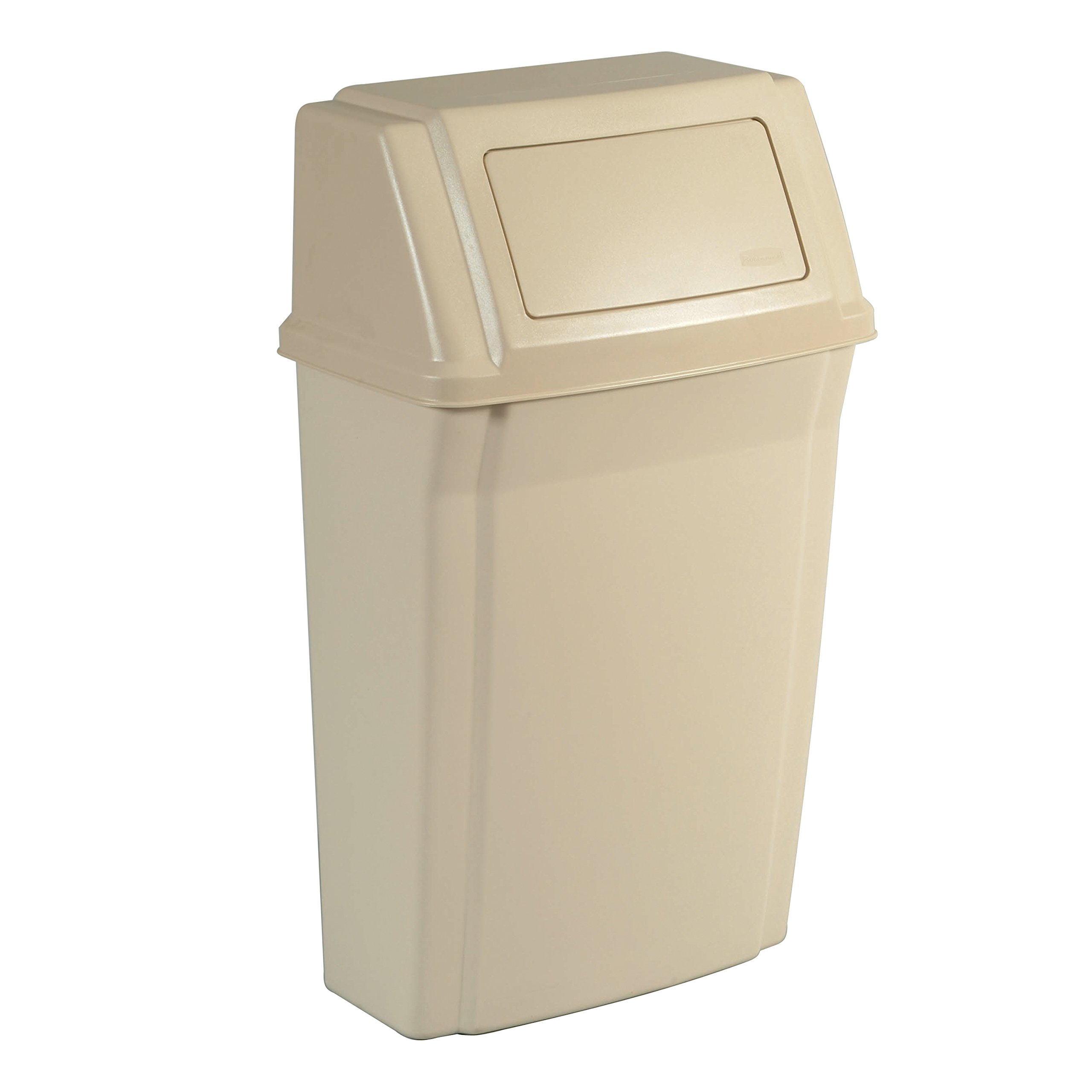 Rubbermaid Commercial Products Profile Wall Mount Trash/Garbage Can/Bin, 15 GAL, for Corridors/Washrooms/Schools/Kitchens, Beige