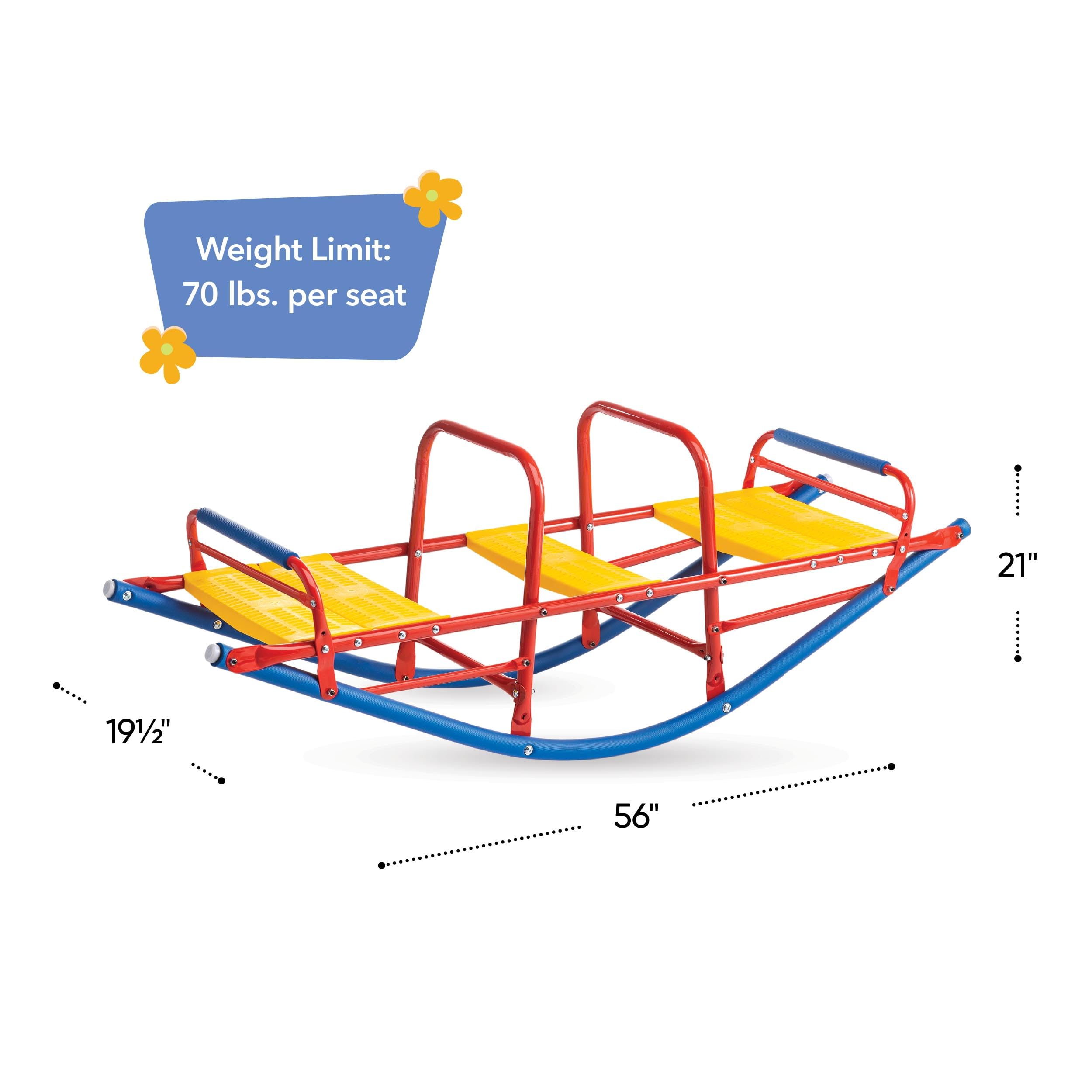 Kid's Metal Rocking Seesaw Teeter Totter with Handlebars, Weather Resistant Backyard Playground Equipment, Max Weight 140 lbs