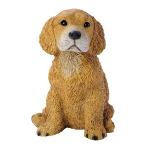 design toscano golden retriever puppy dog statue, multicolored