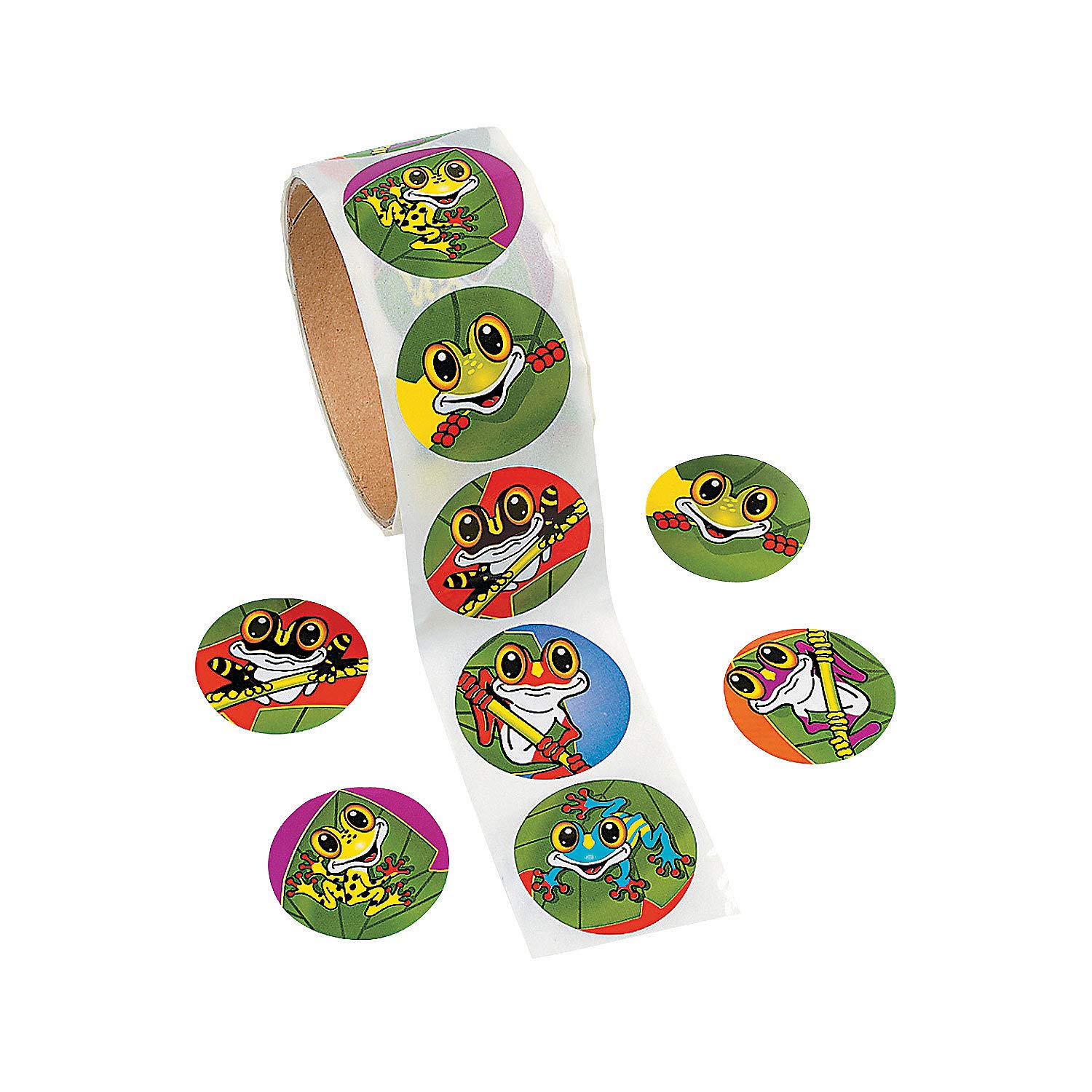 Fun Express Frog Stickers - 100 Piece Roll