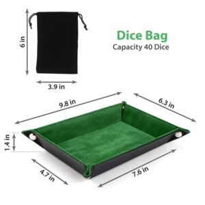 RILOL Dice Tray & Dice Bag Set by Dragon Nest Store | Quality Folding Rectangle Rolling Tray & Velvet Storage Pouch for DND Metal Dice | Ideal for Dungeons&Dragons RPG Board & Table Games