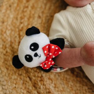 Baby Rattle in High-Contrast Black, White, Red - 5" Tall - Baby Rattle with Cute Panda Face - Perfect Size for Small Hands - Teach Baby to Grasp and Shake by Genius Baby Toys