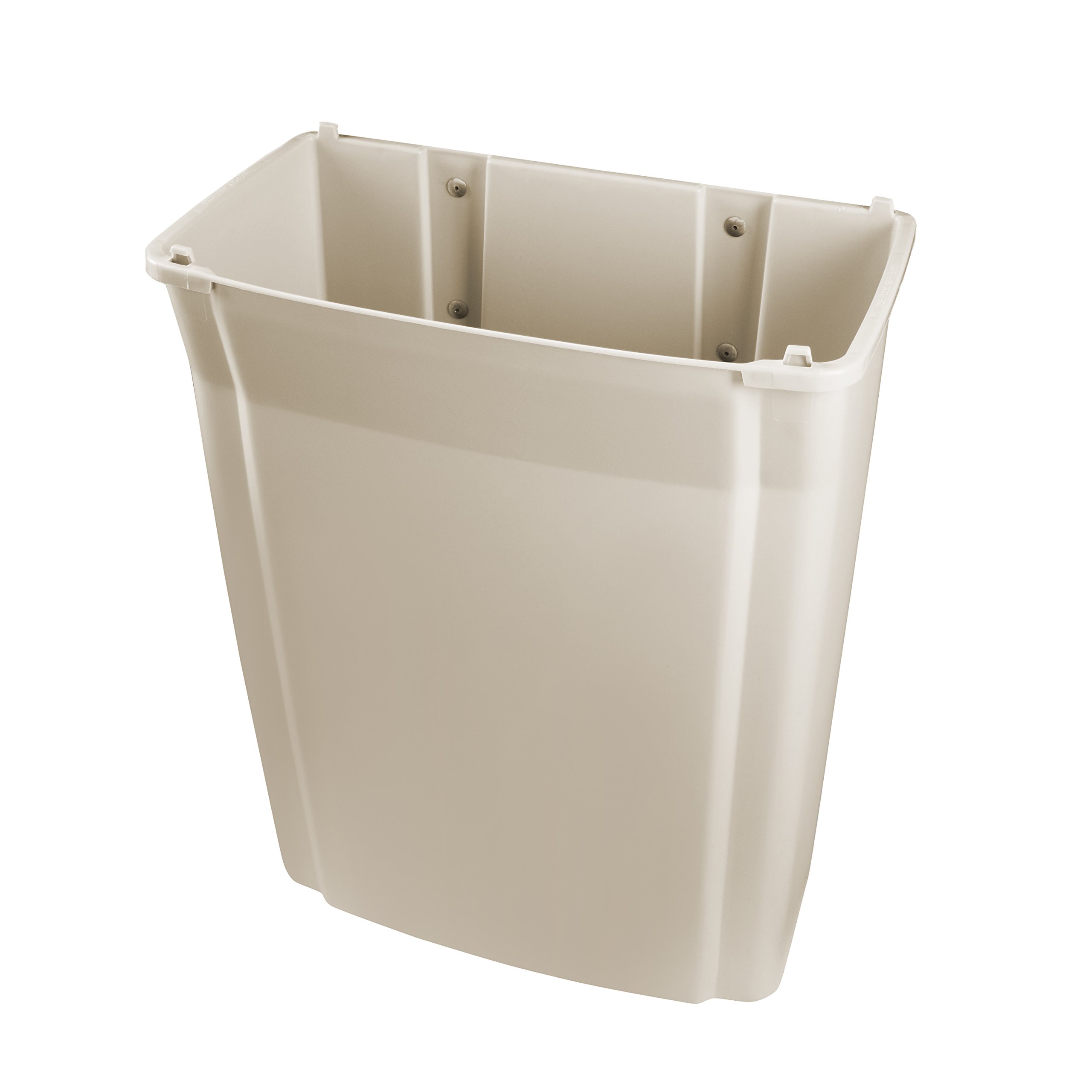 Rubbermaid Commercial Products Profile Wall Mount Trash/Garbage Can/Bin, 15 GAL, for Corridors/Washrooms/Schools/Kitchens, Beige