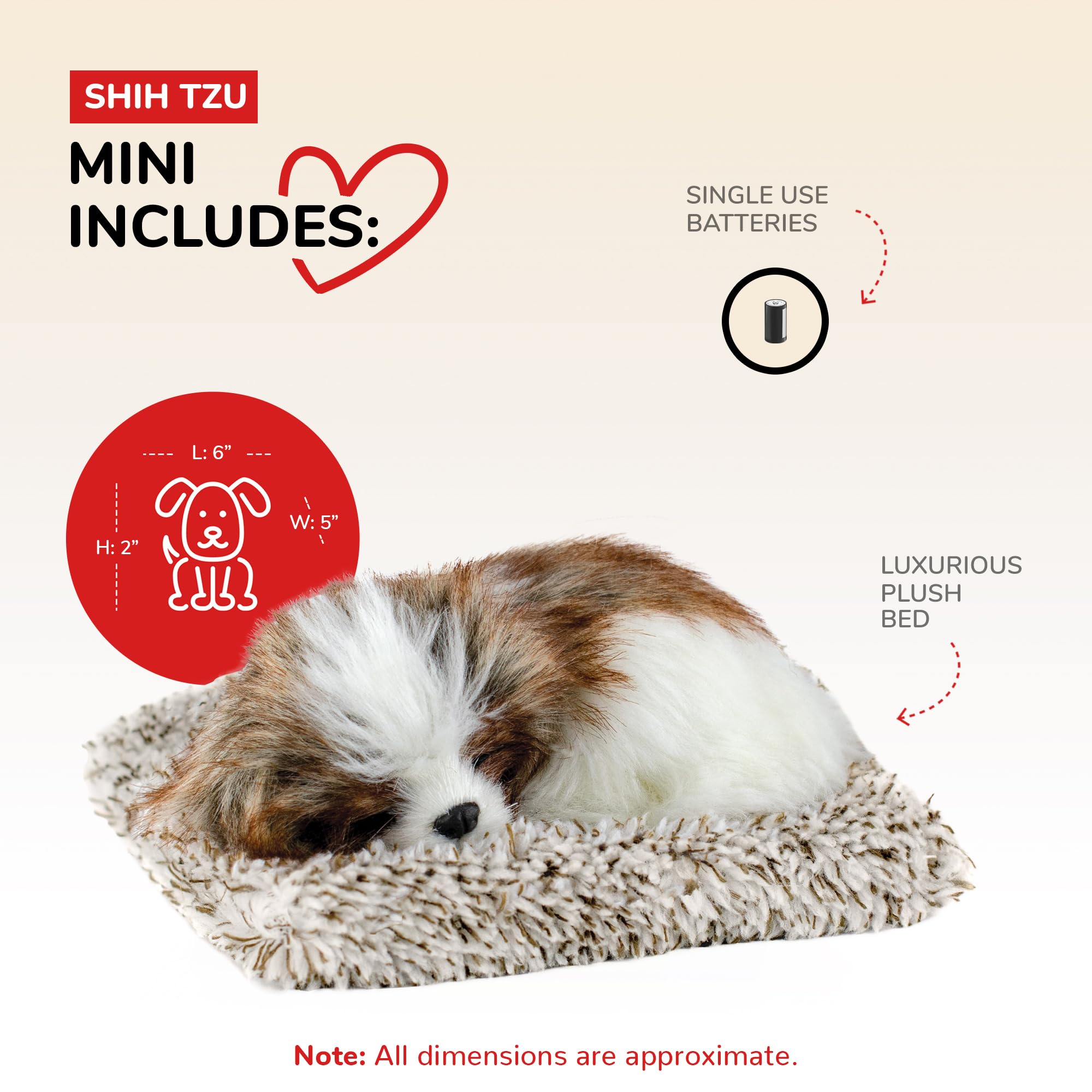 Perfect Petzzz Minis Shih Tzu, Realistic, Life-Like Stuffed Interactive Plush Toy, Electronic Pets, Companion Pet with 100% Handcrafted Synthetic Fur