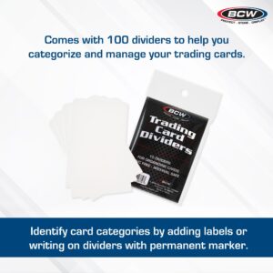 BCW Card Dividers | 10 Packs of Trading Card Divider Cards (100 Dividers Total) | Card Dividers for Storage Boxes | Card Sorter Tabs | Plastic Dividers for Trading Card Storage with Write-On Tabs