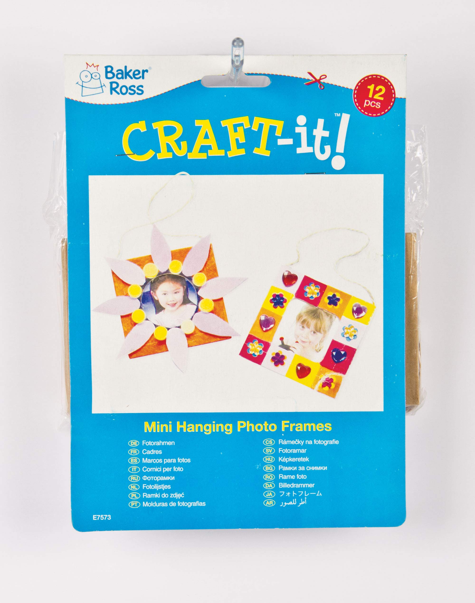 Baker Ross E7573 Mini Hanging Craft Photo Frames - Pack of 12, Creative Art and Craft Supplies for Kids to Make and Decorate