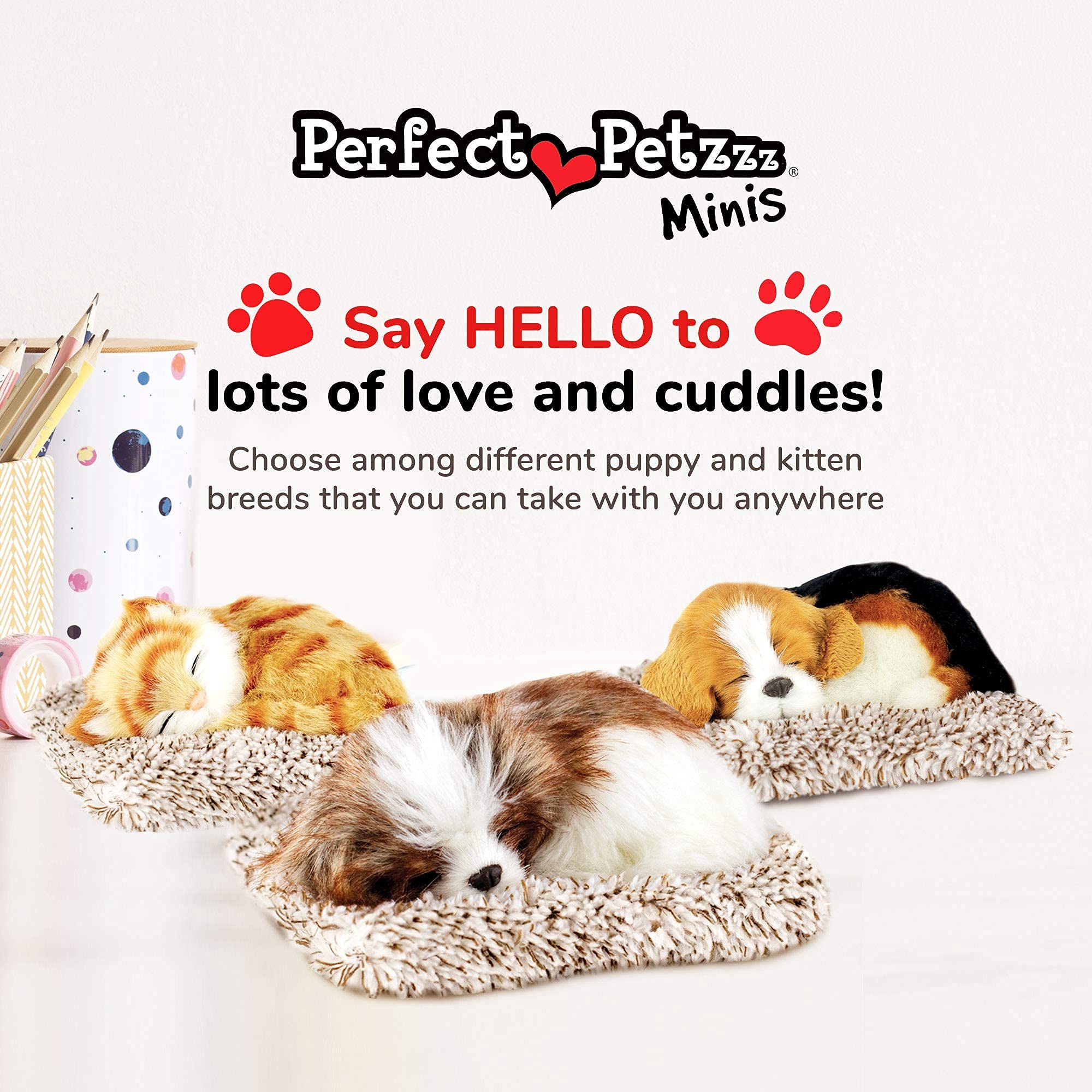 Perfect Petzzz Minis Shih Tzu, Realistic, Life-Like Stuffed Interactive Plush Toy, Electronic Pets, Companion Pet with 100% Handcrafted Synthetic Fur