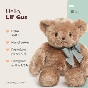 Bearington Collection Baby Gus The Brown Teddy Bear Plush, 13 Inch Bear Stuffed Animal