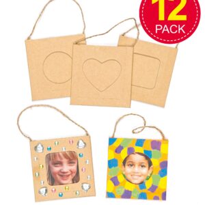 Baker Ross E7573 Mini Hanging Craft Photo Frames - Pack of 12, Creative Art and Craft Supplies for Kids to Make and Decorate