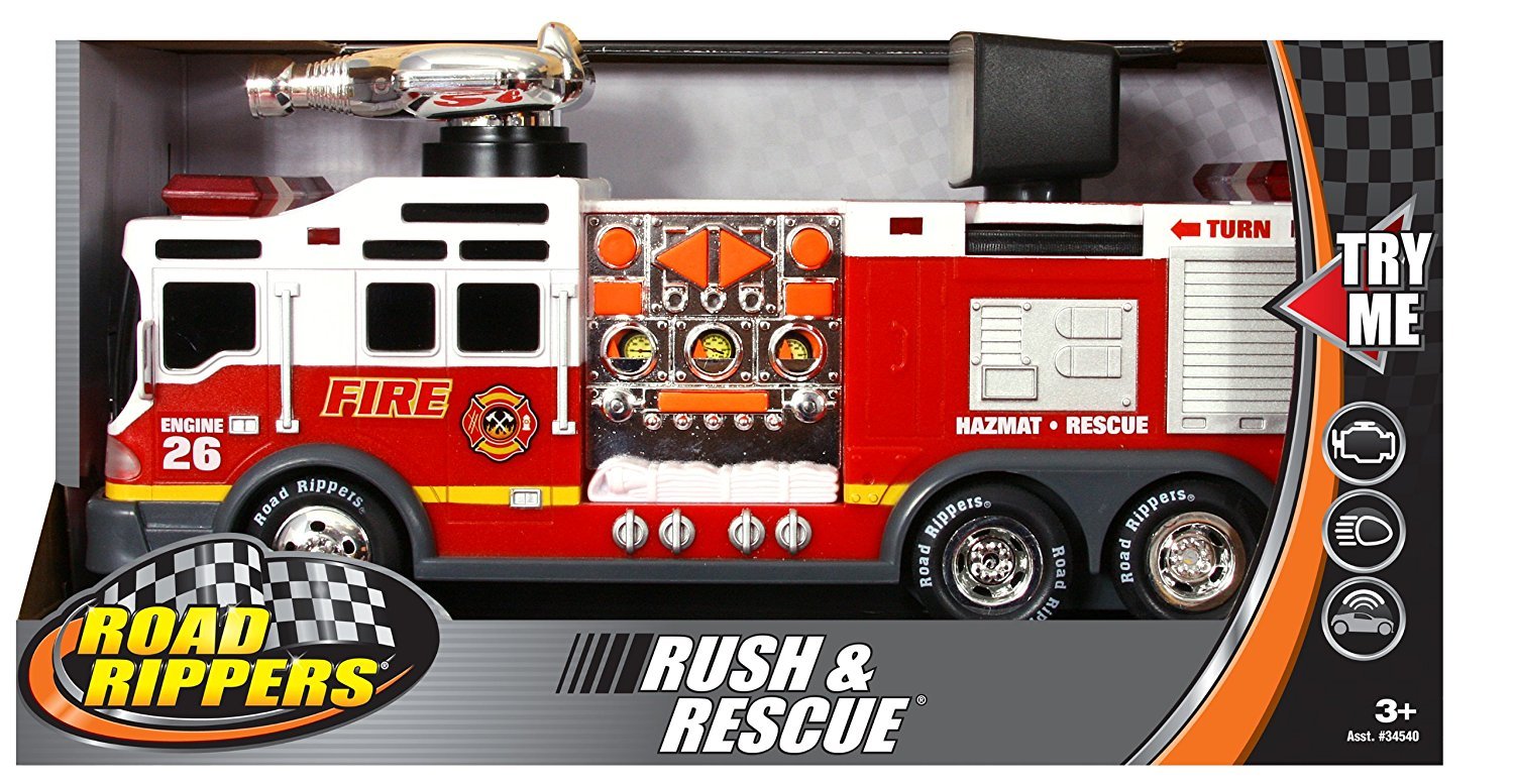 Toy State 14" Rush And Rescue Police And Fire - Hook And Ladder Fire Truck