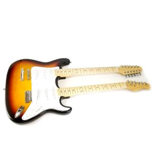 double neck electric guitar - sunburst tobacco