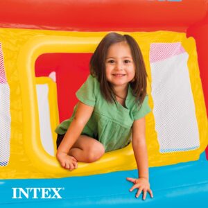 Intex Inflatable Jump-O-Lene Indoor or Outdoor Playhouse Trampoline Bounce Castle House with Crawl-Thru Door and Net for Kids Ages 3-6