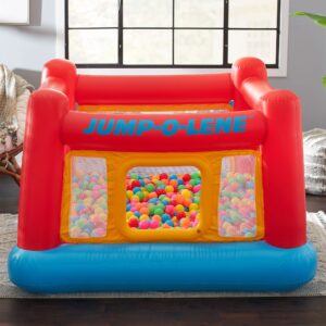 Intex Inflatable Jump-O-Lene Indoor or Outdoor Playhouse Trampoline Bounce Castle House with Crawl-Thru Door and Net for Kids Ages 3-6