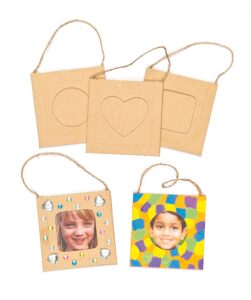 baker ross e7573 mini hanging craft photo frames - pack of 12, creative art and craft supplies for kids to make and decorate