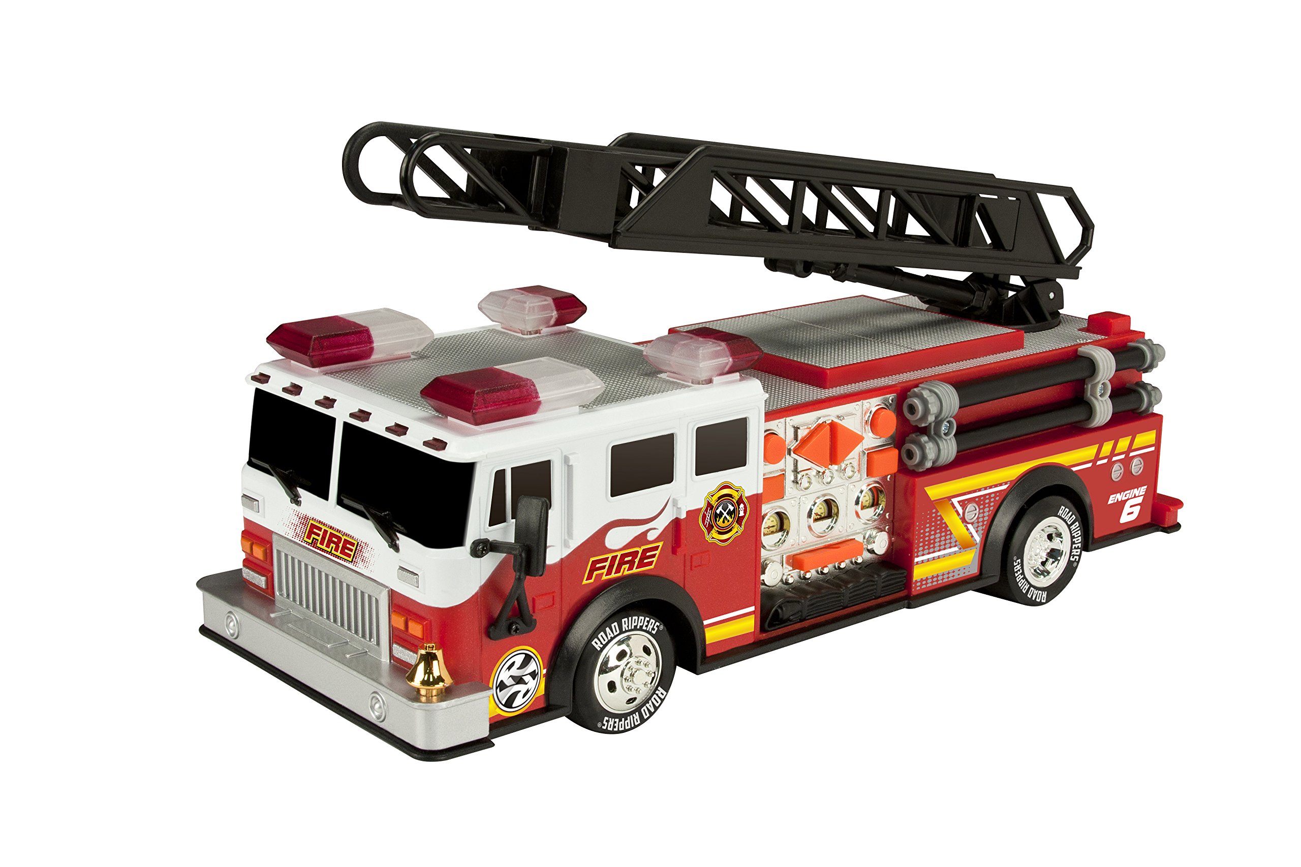 Toy State 14" Rush And Rescue Police And Fire - Hook And Ladder Fire Truck