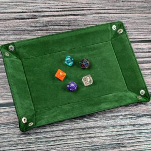 RILOL Dice Tray & Dice Bag Set by Dragon Nest Store | Quality Folding Rectangle Rolling Tray & Velvet Storage Pouch for DND Metal Dice | Ideal for Dungeons&Dragons RPG Board & Table Games