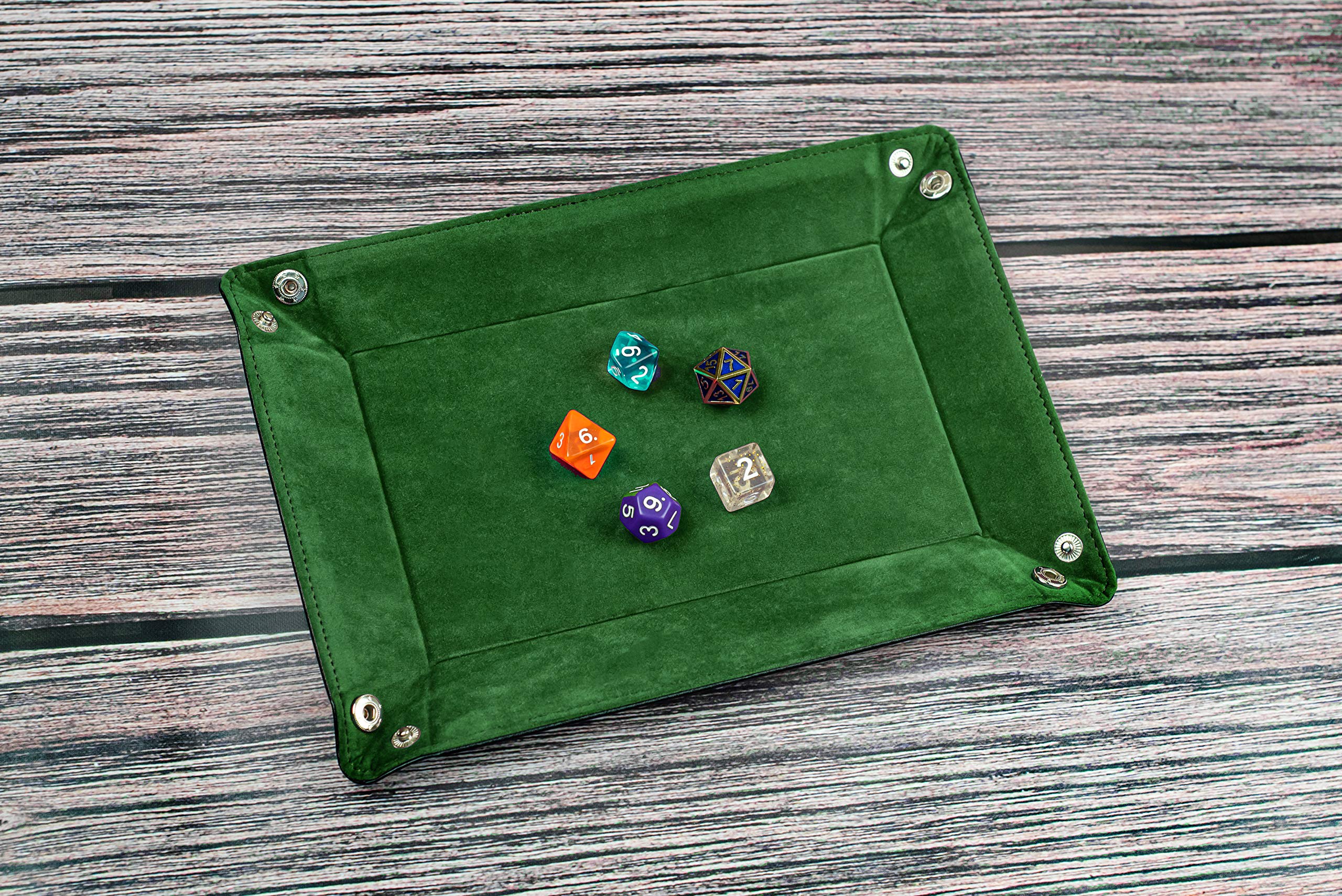 RILOL Dice Tray & Dice Bag Set by Dragon Nest Store | Quality Folding Rectangle Rolling Tray & Velvet Storage Pouch for DND Metal Dice | Ideal for Dungeons&Dragons RPG Board & Table Games