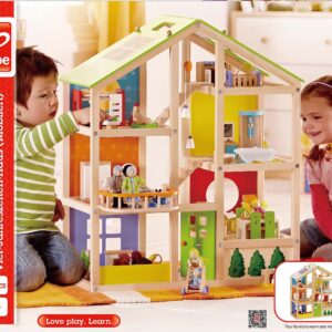 All Seasons Kids Wooden Dollhouse by Hape | Award Winning 3 Story Dolls House Toy with Furniture, Accessories, Movable Stairs and Reversible Season Theme L: 23.6, W: 11.8, H: 28.9 inch