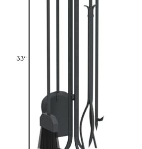 Pilgrim 18002 5 Piece Forged Hearth Tool Set - 33" Tall Black