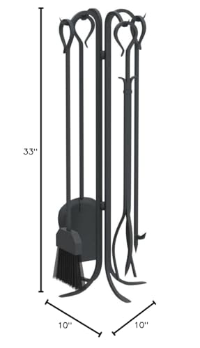 Pilgrim 18002 5 Piece Forged Hearth Tool Set - 33" Tall Black