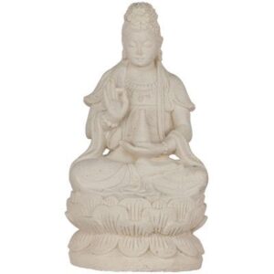 volcanic stone statue quan yin (kwan yin) white (each)