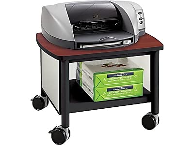 Safco Products Impromptu Under Desk Printer Stand 1862BL, Cherry Top, Black Frame, 50 Lbs. Capacity, Contemporary Design, Swivel Wheels