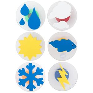 ready 2 learn giant stampers - weather patterns - set of 6 - easy to hold foam stamps for kids - arts and crafts stamps for displays, posters, signs and diy projects