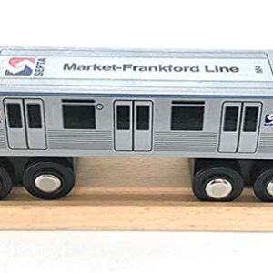 MUNI PALS Munipals Septa Wooden Railway Market-Frankford Line M4 Rapid Transit Car Child Safe and Tested Wood Toy Train