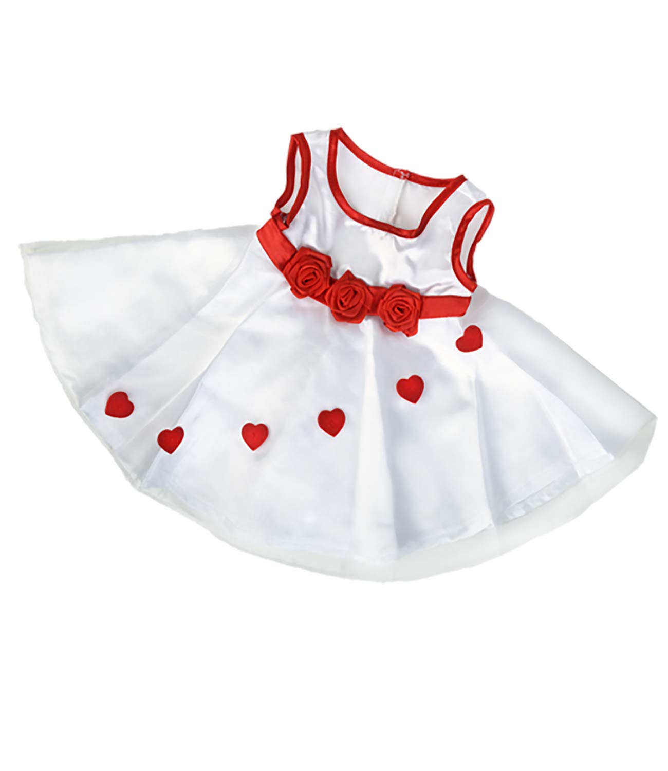 Adorable Red Hearts White Dress Outfit Fits Most 14" - 18" Build-a-Bear and Make Your Own Stuffed Animals