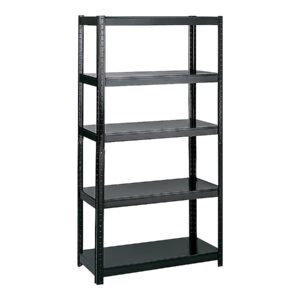 Safco 5 Shlef 36X18X72 Boltless Shelving Rack, Heavy Duty 850lbs Per Shelf, Organize Home, Office, Garage, Classroom and More, Black