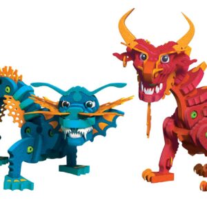 Bloco Toys Aqua & Pyro Dragons | STEM Toy | Legendary Mythical Creatures | DIY Building Construction Set (235 Pieces)