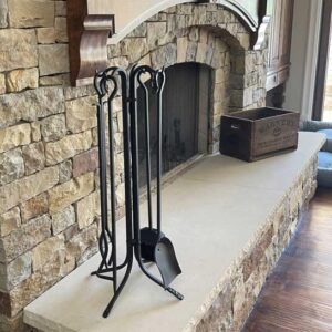 Pilgrim 18002 5 Piece Forged Hearth Tool Set - 33" Tall Black