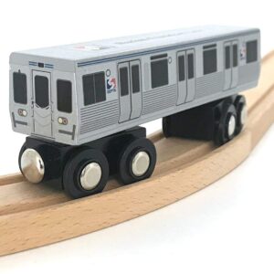 MUNI PALS Munipals Septa Wooden Railway Market-Frankford Line M4 Rapid Transit Car Child Safe and Tested Wood Toy Train