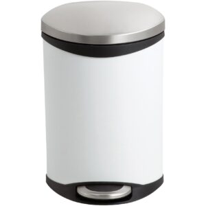 Safco Products 9901WH Ellipse Step-On Waste Receptacle, 3-Gallon, White