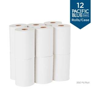 Pacific Blue Basic Paper Towel Rolls by GP PRO (Georgia-Pacific), White, 28706, 350 Feet Per Roll, 12 Rolls Per Case