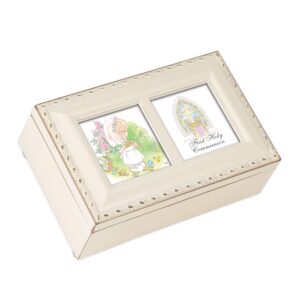 cottage garden precious moments first communion girl ivory petite music box/jewelry box plays jesus loves me