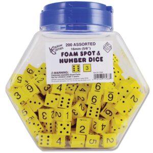 koplow games inc. yellow spot 16mm foam dice classroom accessories