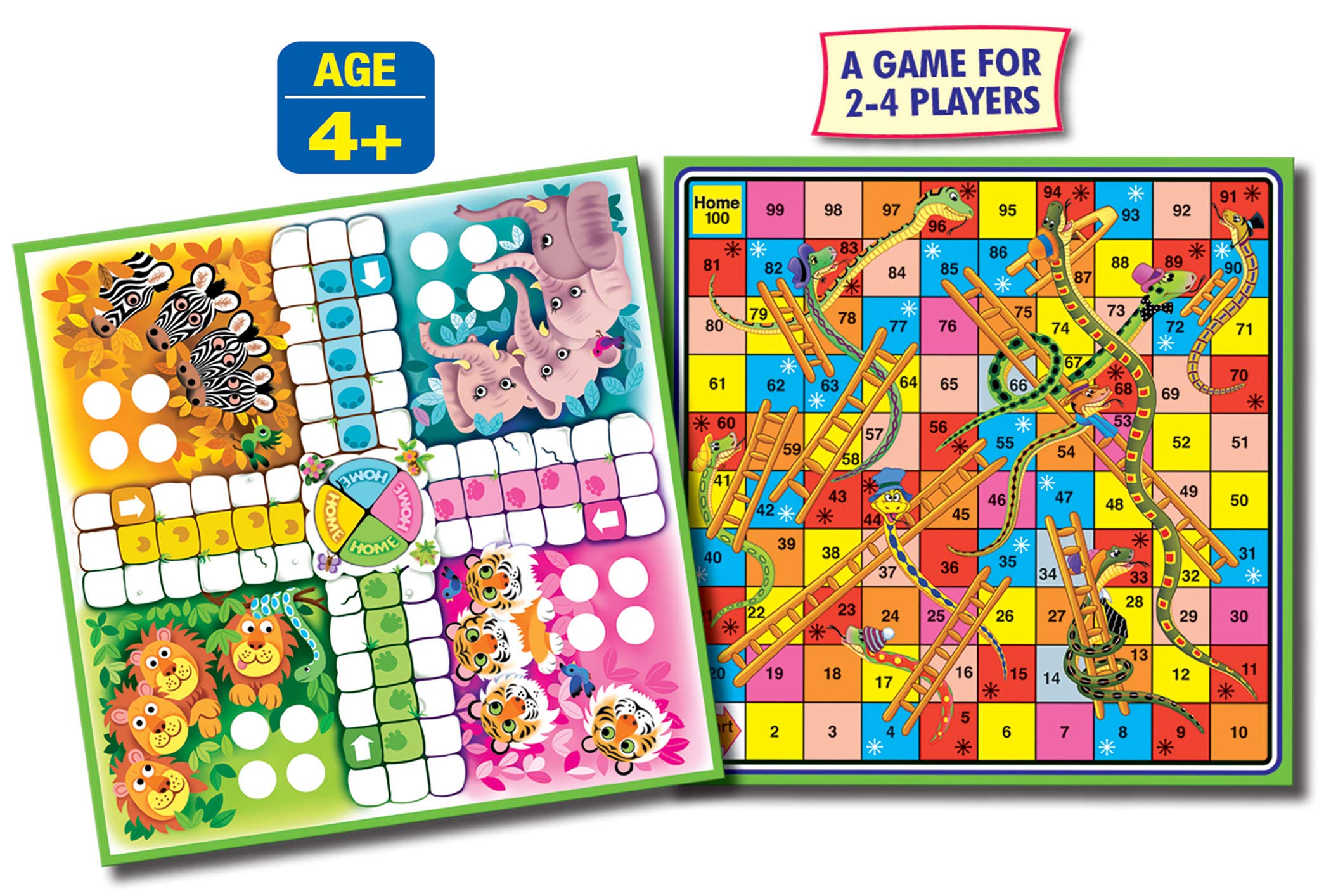 Frank Jungle Ludo and Snakes & Ladders Board Game for 4 Year Old Kids and Above