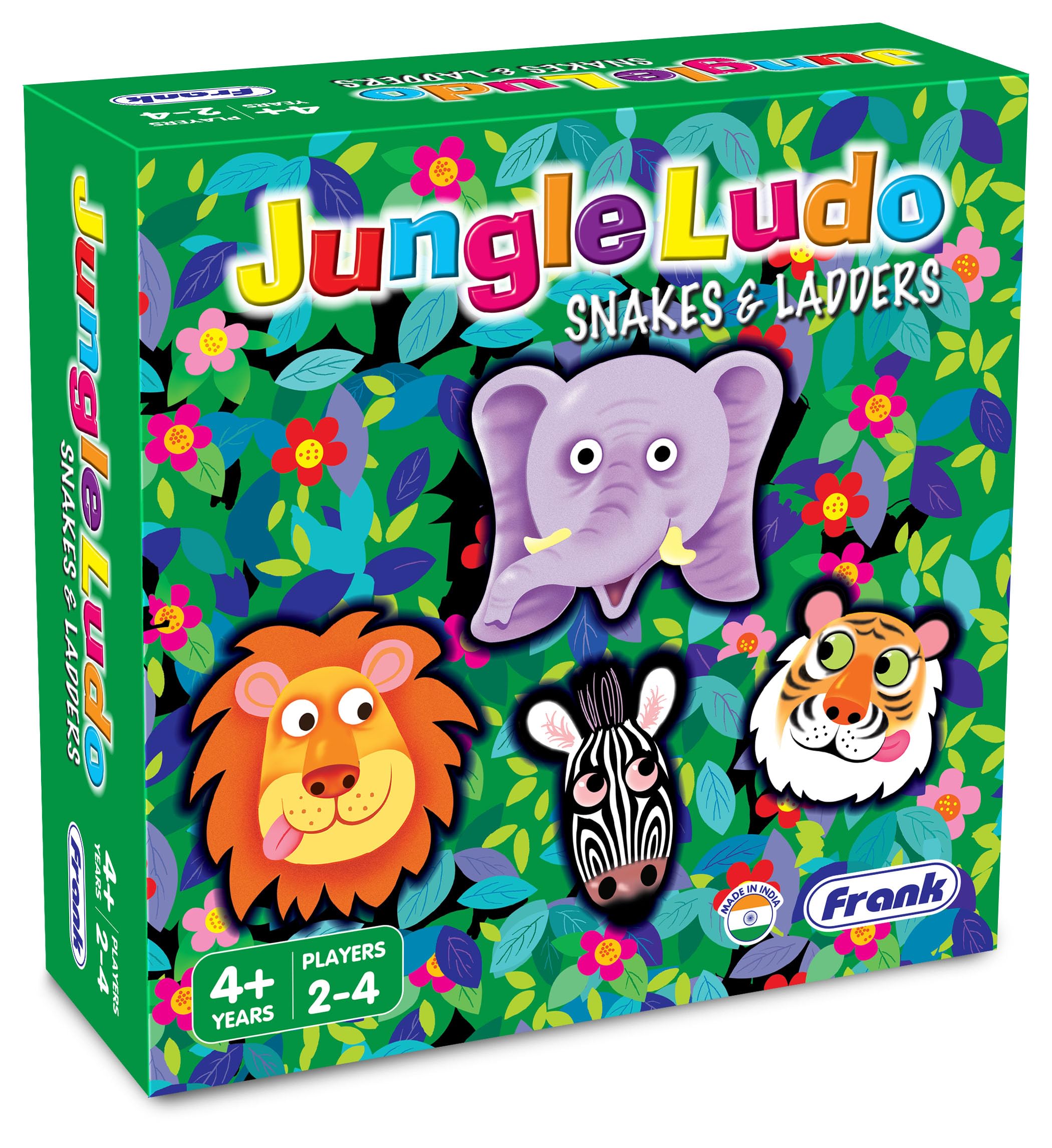 Frank Jungle Ludo and Snakes & Ladders Board Game for 4 Year Old Kids and Above