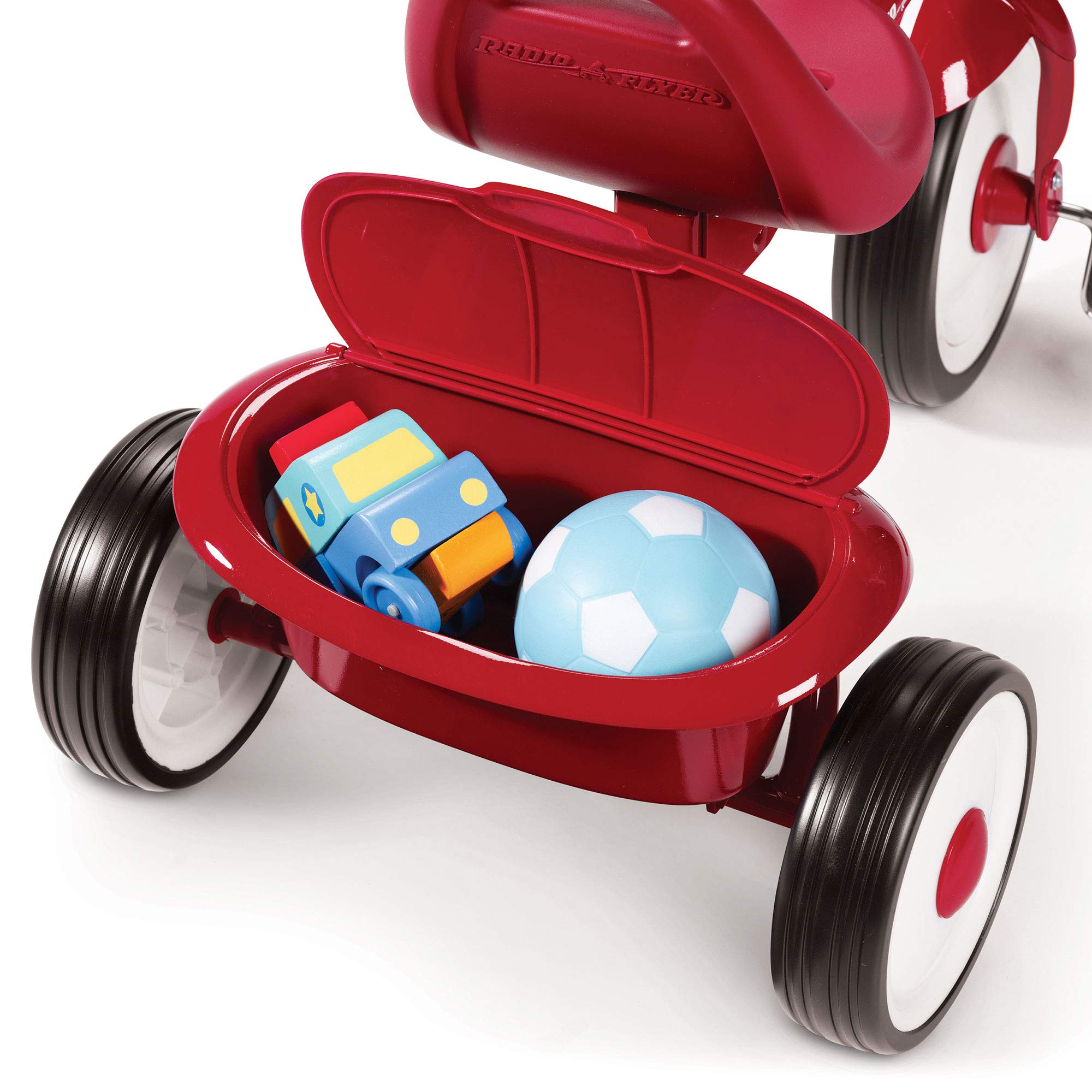 Radio Flyer Toddler Kids Tricycle, Folding Trike with Storage Bin, Fold 2 Go, Red