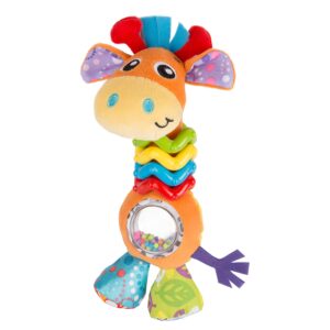 playgro bead buddy giraffe - interactive baby rattle toy and teether for developmental fun, engaging infant & toddler giraffe toy for 3+ months - engaging newborn sensory toys