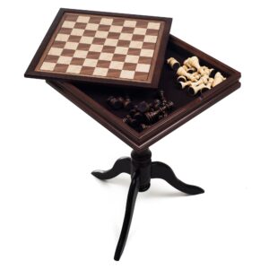 hey! play! deluxe chess & backgammon table by trademark games, brown/white/tan, 27x18.125x18.125