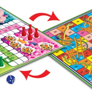 Frank Jungle Ludo and Snakes & Ladders Board Game for 4 Year Old Kids and Above