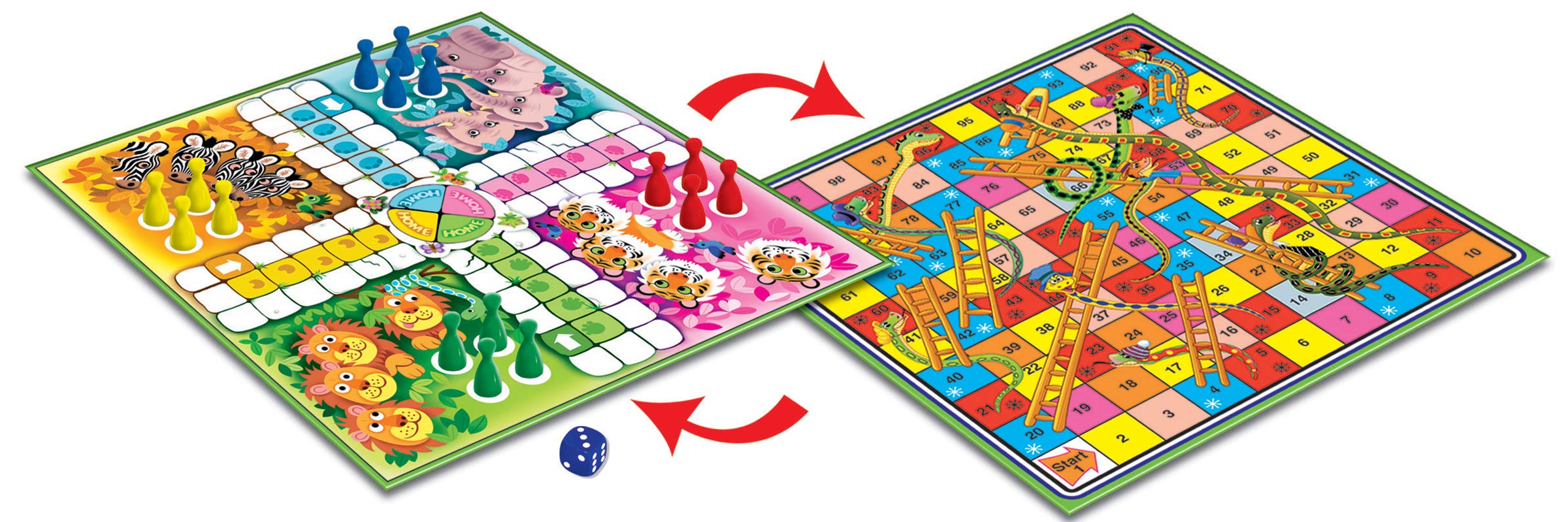 Frank Jungle Ludo and Snakes & Ladders Board Game for 4 Year Old Kids and Above