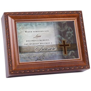 cottage garden inspirational music box - treasured memory plays amazing grace with woodgrain finish